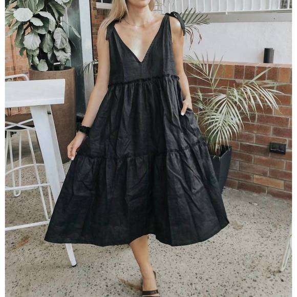 Ljc Designs | Dresses | New Ljc Designs Ostuni Linen Dress In Black ...